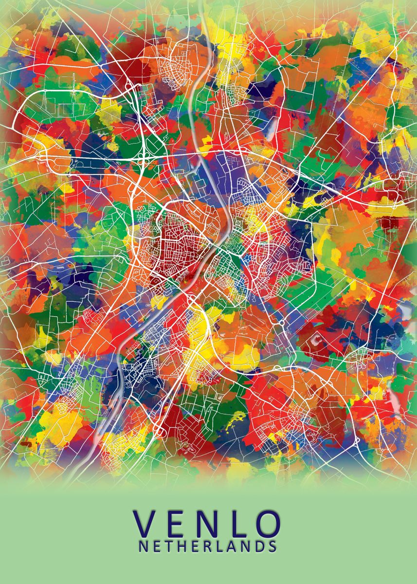 'Venlo Netherlands City Map' Poster, picture, metal print, paint by ...