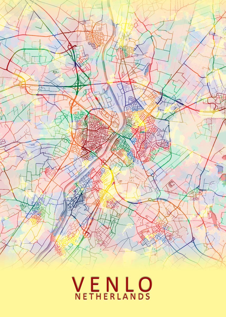 'Venlo Netherlands City Map' Poster, picture, metal print, paint by ...