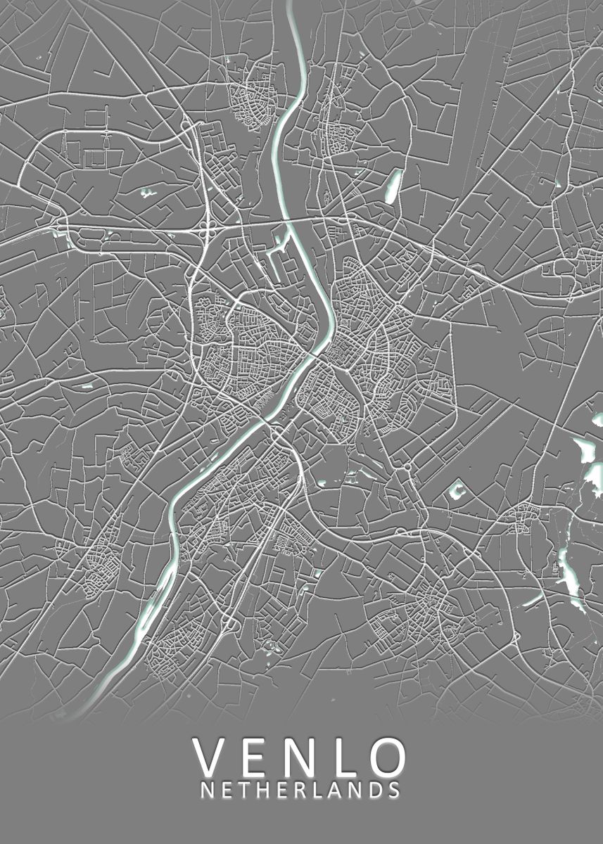 'Venlo Netherlands City Map' Poster, picture, metal print, paint by ...