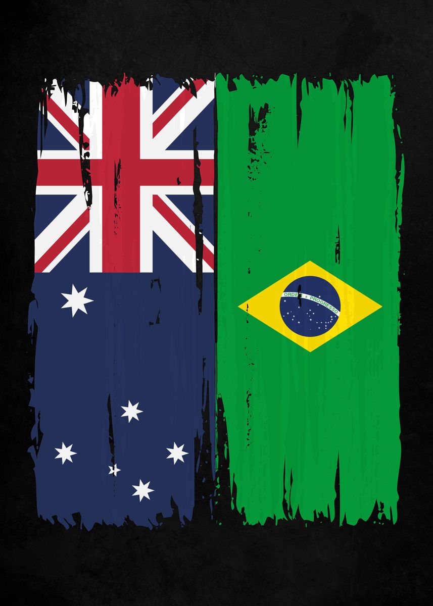 'Australia Brazil Flag' Poster, picture, metal print, paint by ...