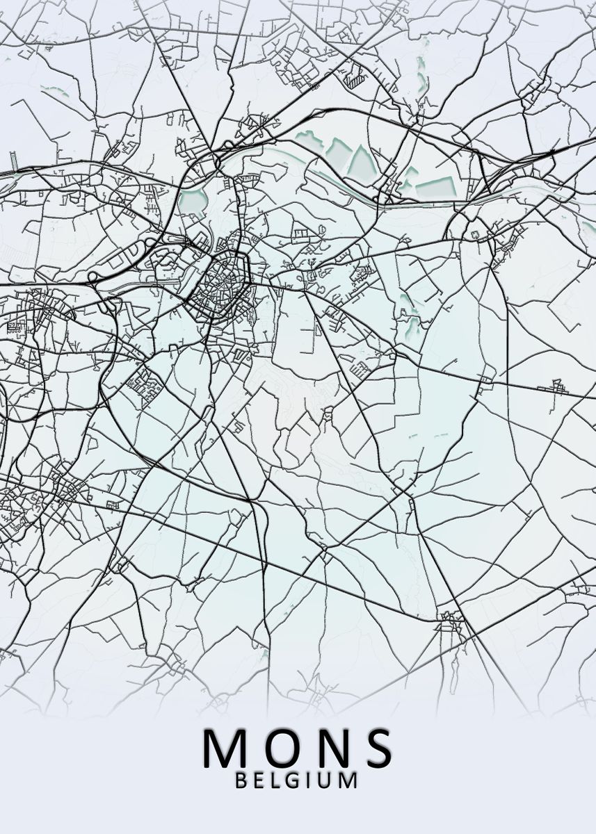 'Mons Belgium City Map' Poster, picture, metal print, paint by City Map ...