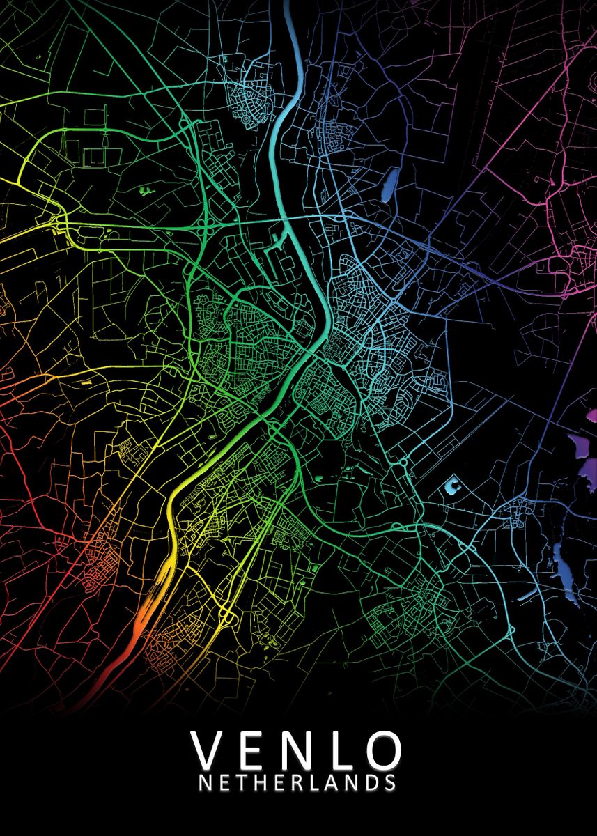 'Venlo Netherlands City Map' Poster, picture, metal print, paint by ...