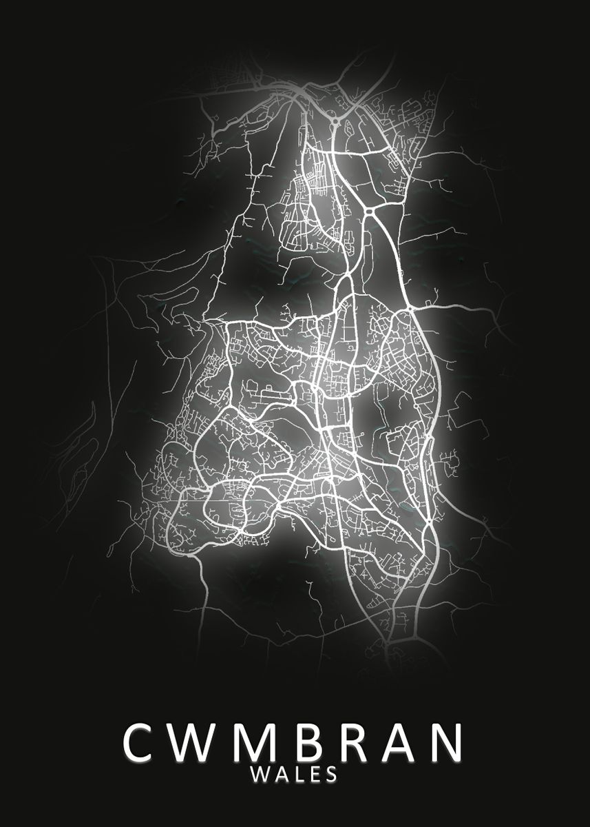 'Cwmbran Wales City Map' Poster, picture, metal print, paint by City ...