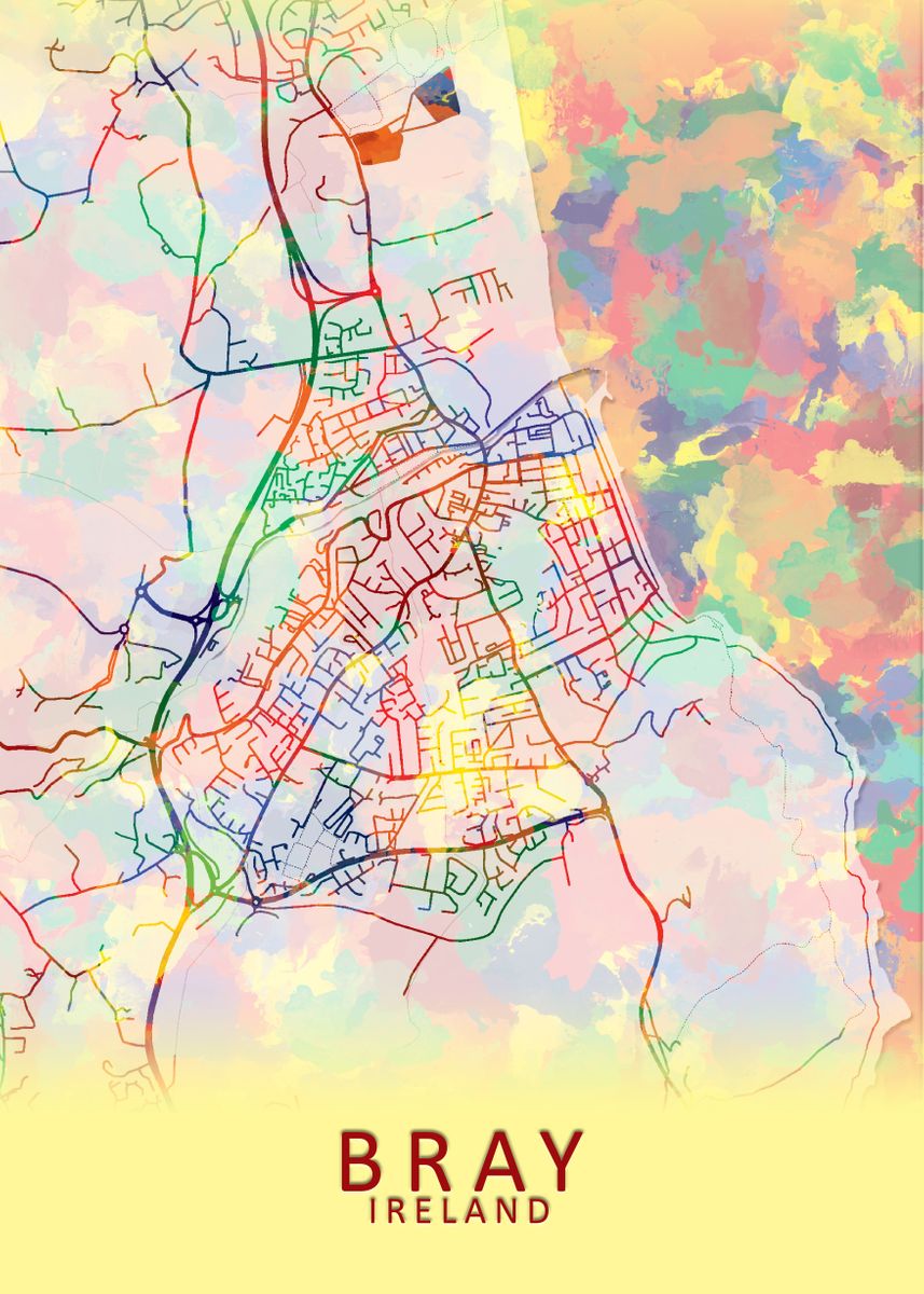 'Bray Ireland City Map' Poster by City Map Art Prints | Displate