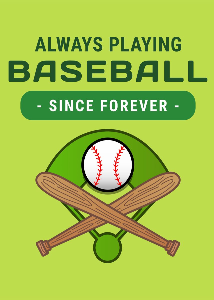 'Playing Baseball Forever' Poster, picture, metal print, paint by ...