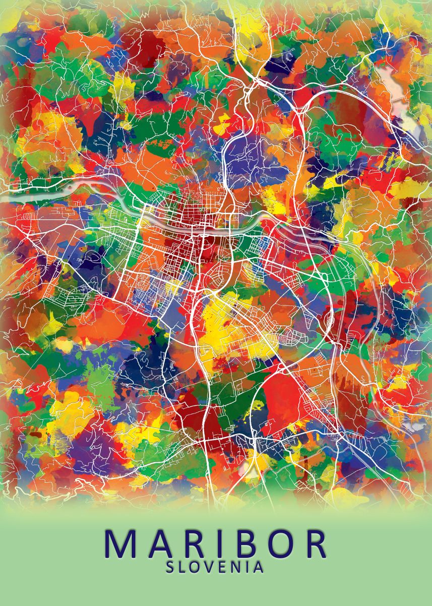 'Maribor Slovenia City Map' Poster by City Map Art Prints | Displate