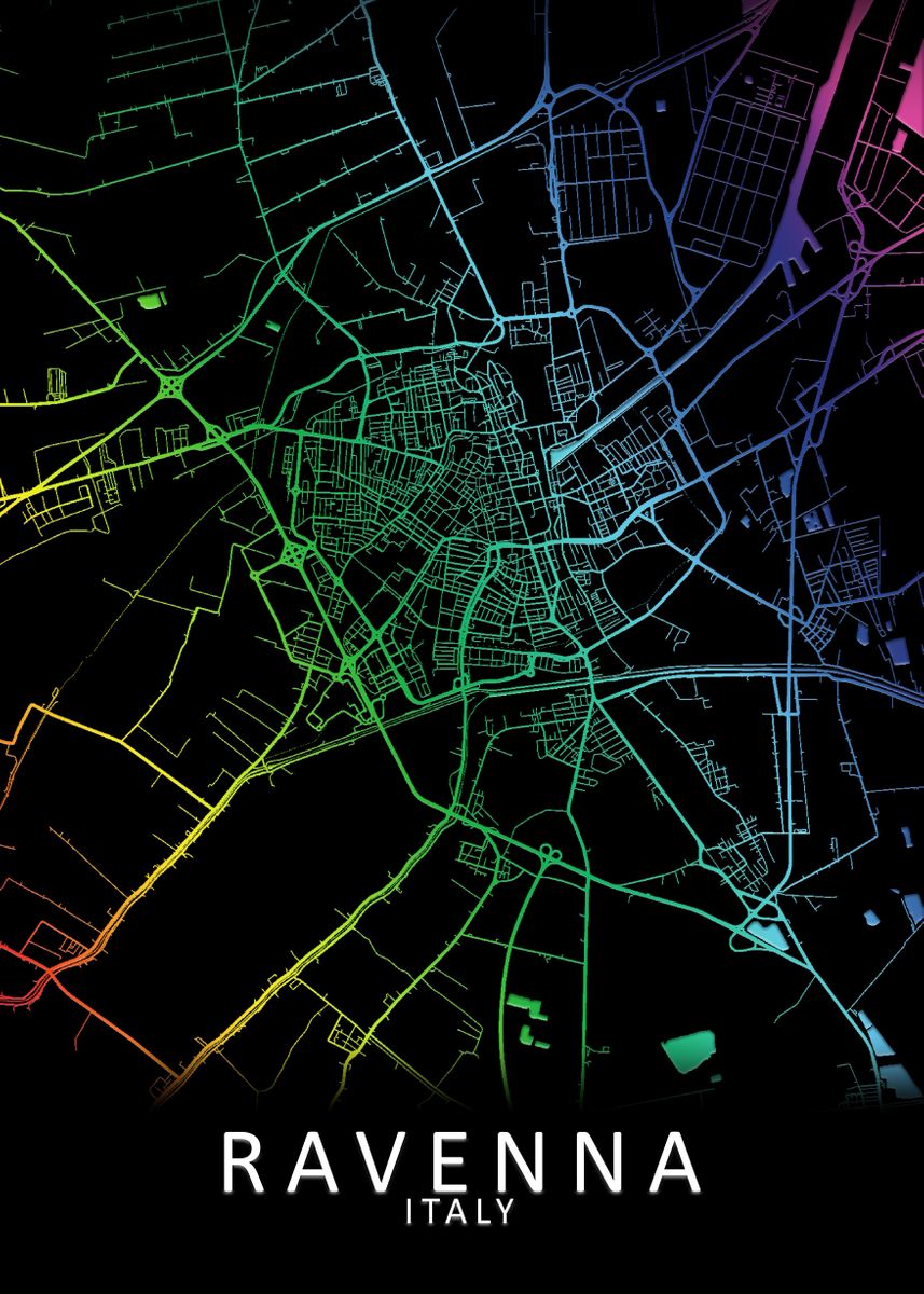 'Ravenna Italy City Map' Poster, picture, metal print, paint by City ...