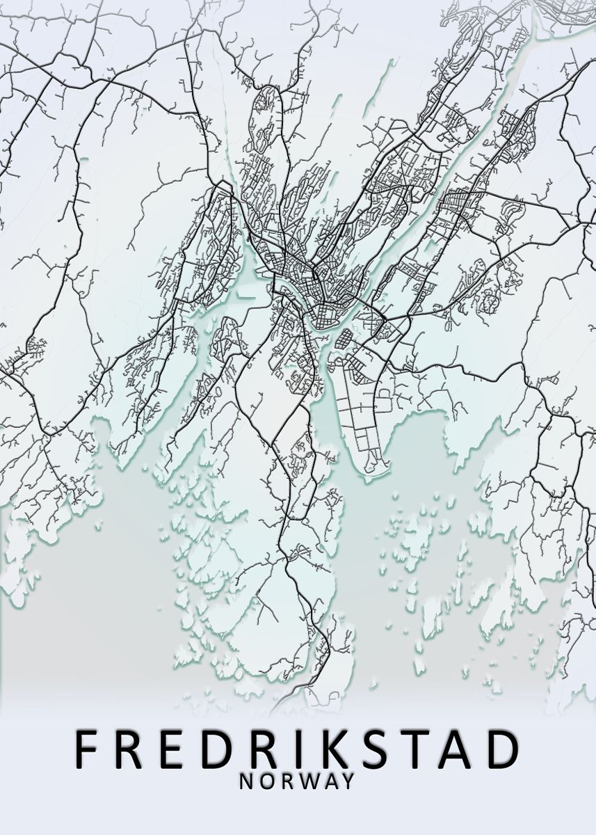'Fredrikstad Norway Map' Poster, picture, metal print, paint by City Map Art Prints | Displate