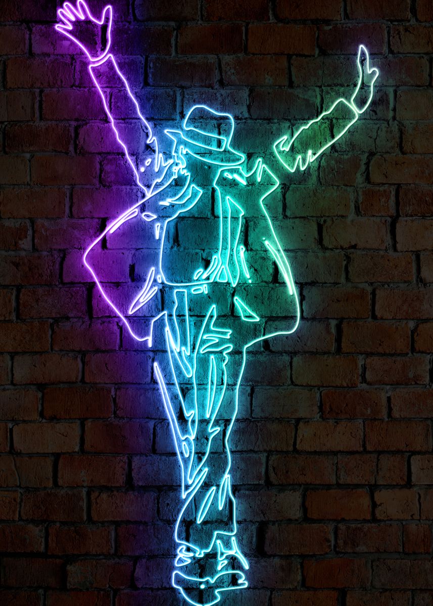 'MJ neon art' Poster, picture, metal print, paint by PrintstaBee Arts ...