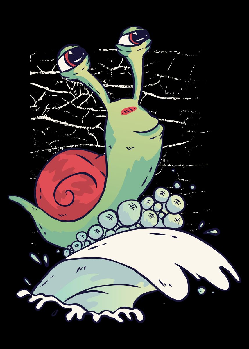 'Surfing Snail ' Poster, picture, metal print, paint by Wonderful Dream ...