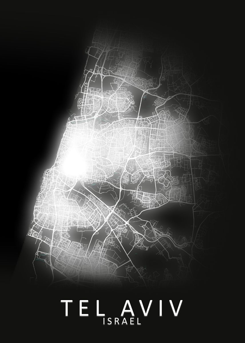 'Tel Aviv Israel City Map' Poster, picture, metal print, paint by City ...