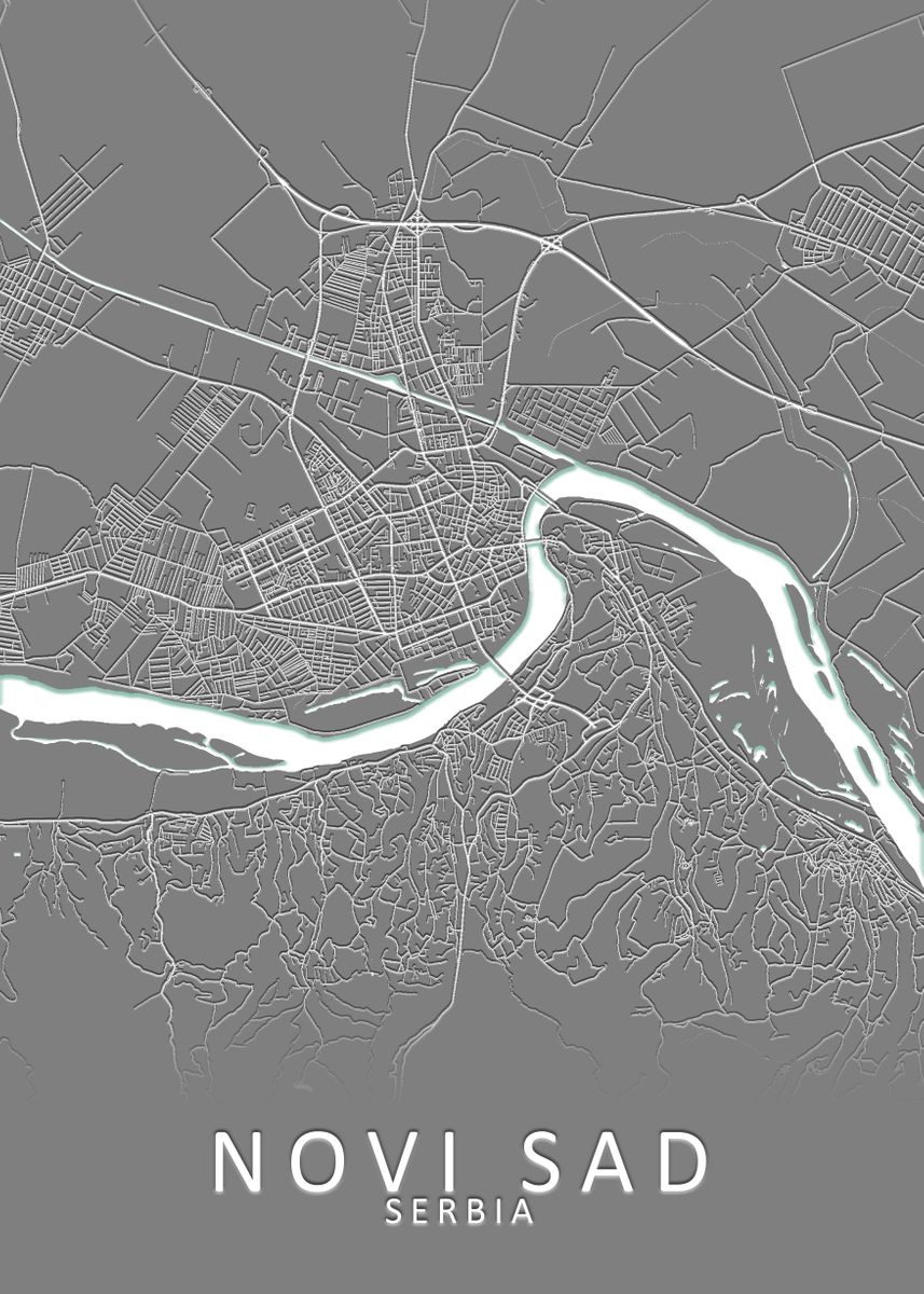 'Novi Sad Serbia City Map' Poster, picture, metal print, paint by City ...