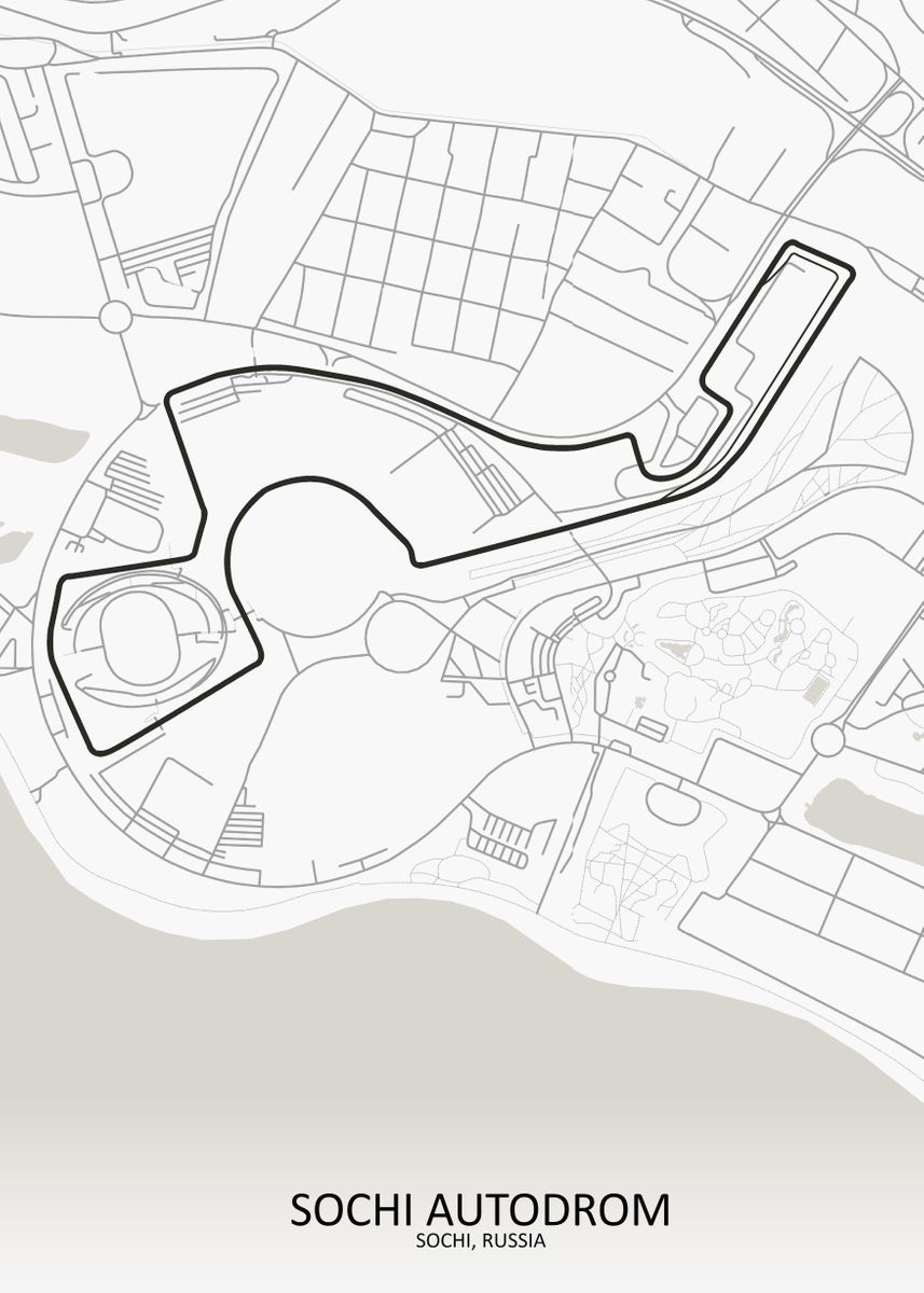 'Sochi Autodrom Russia' Poster, picture, metal print, paint by City Map ...
