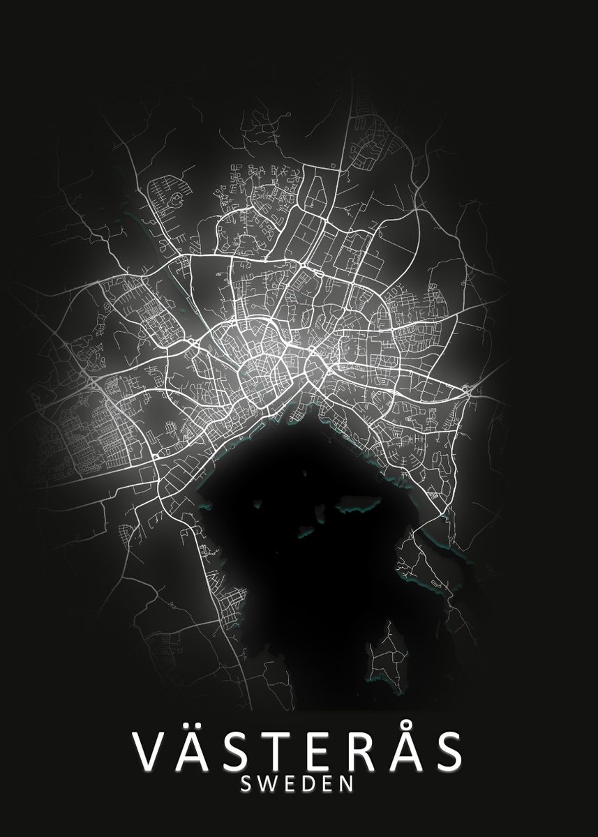 'Vasteras Sweden City Map' Poster, picture, metal print, paint by City ...