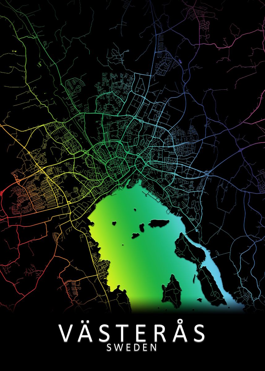 'Vasteras Sweden City Map' Poster, picture, metal print, paint by City ...