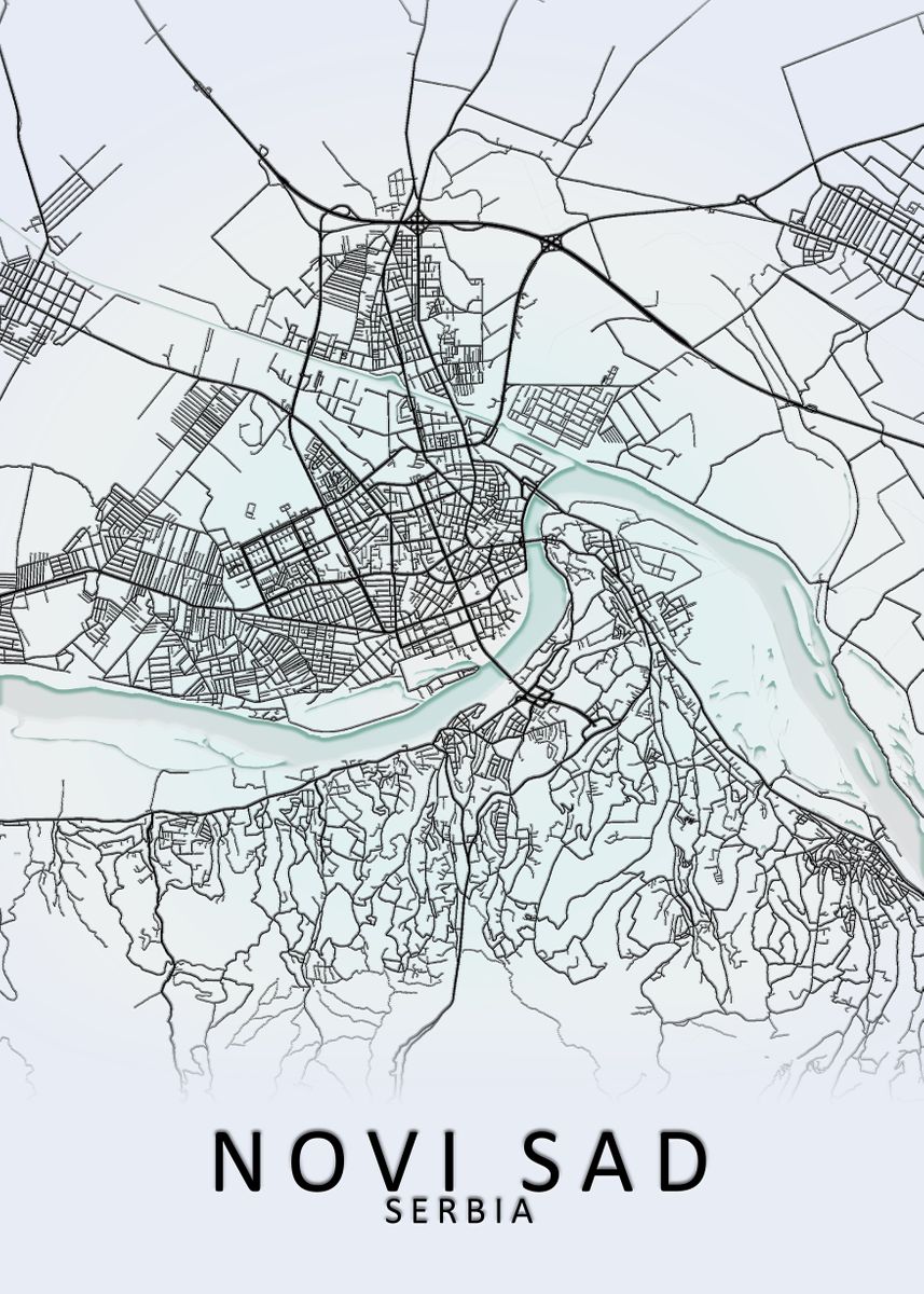 'Novi Sad Serbia City Map' Poster, picture, metal print, paint by City ...