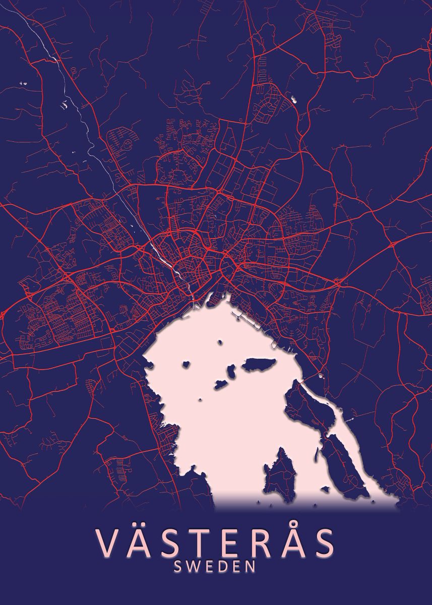 'Vasteras Sweden City Map' Poster by City Map Art Prints | Displate