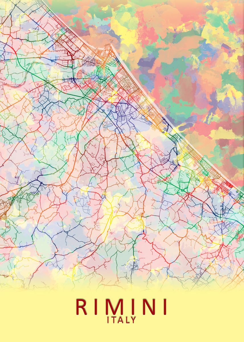 'Rimini Italy City Map' Poster, picture, metal print, paint by City Map ...