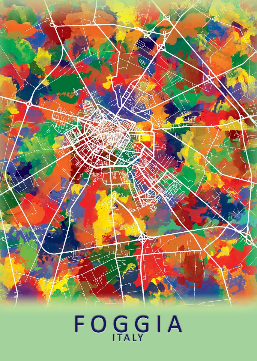 'Foggia Italy City Map' Poster, picture, metal print, paint by City Map ...