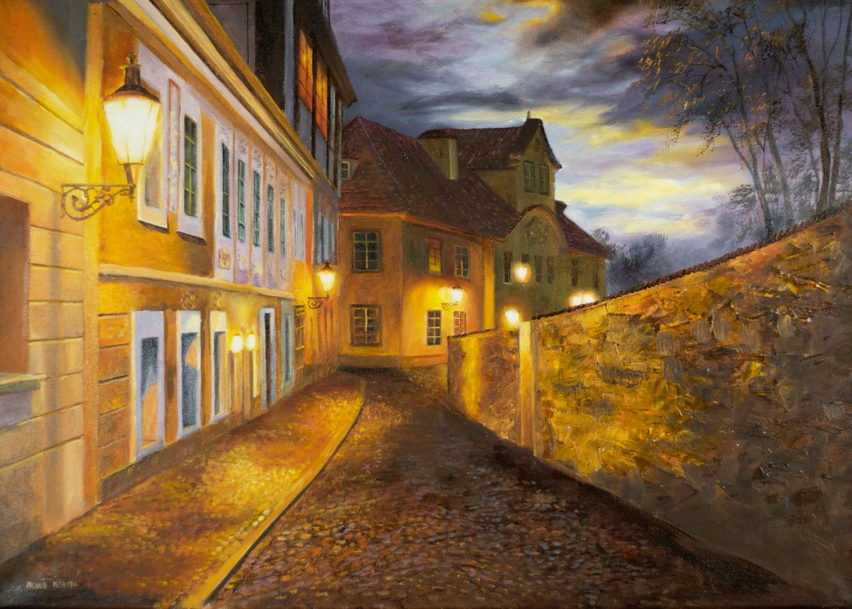 'Prague streeet at night' Poster by Karolina Cechova | Displate