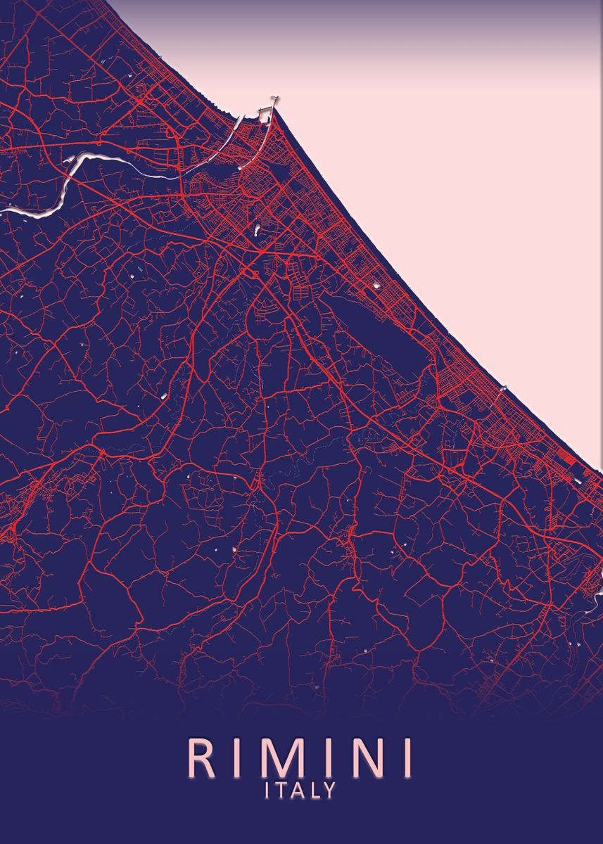 'Rimini Italy City Map' Poster, picture, metal print, paint by City Map ...