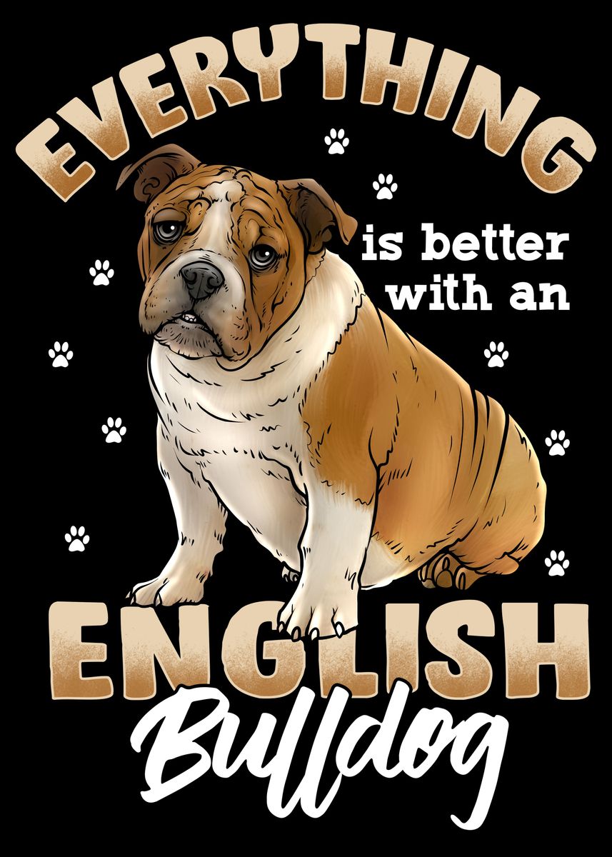 'English Bulldog ' Poster, picture, metal print, paint by Wonderful ...