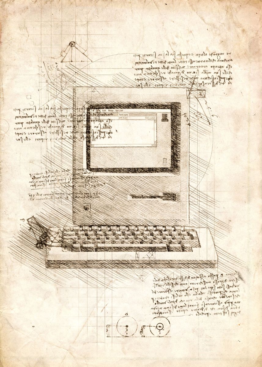'Apple computer sketch' Poster, picture, metal print, paint by ...