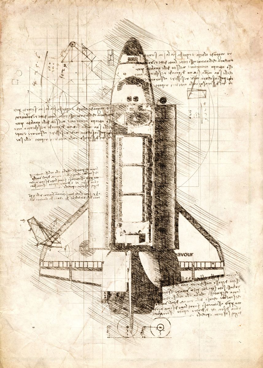 'Space shuttle sketch' Poster, picture, metal print, paint by ...