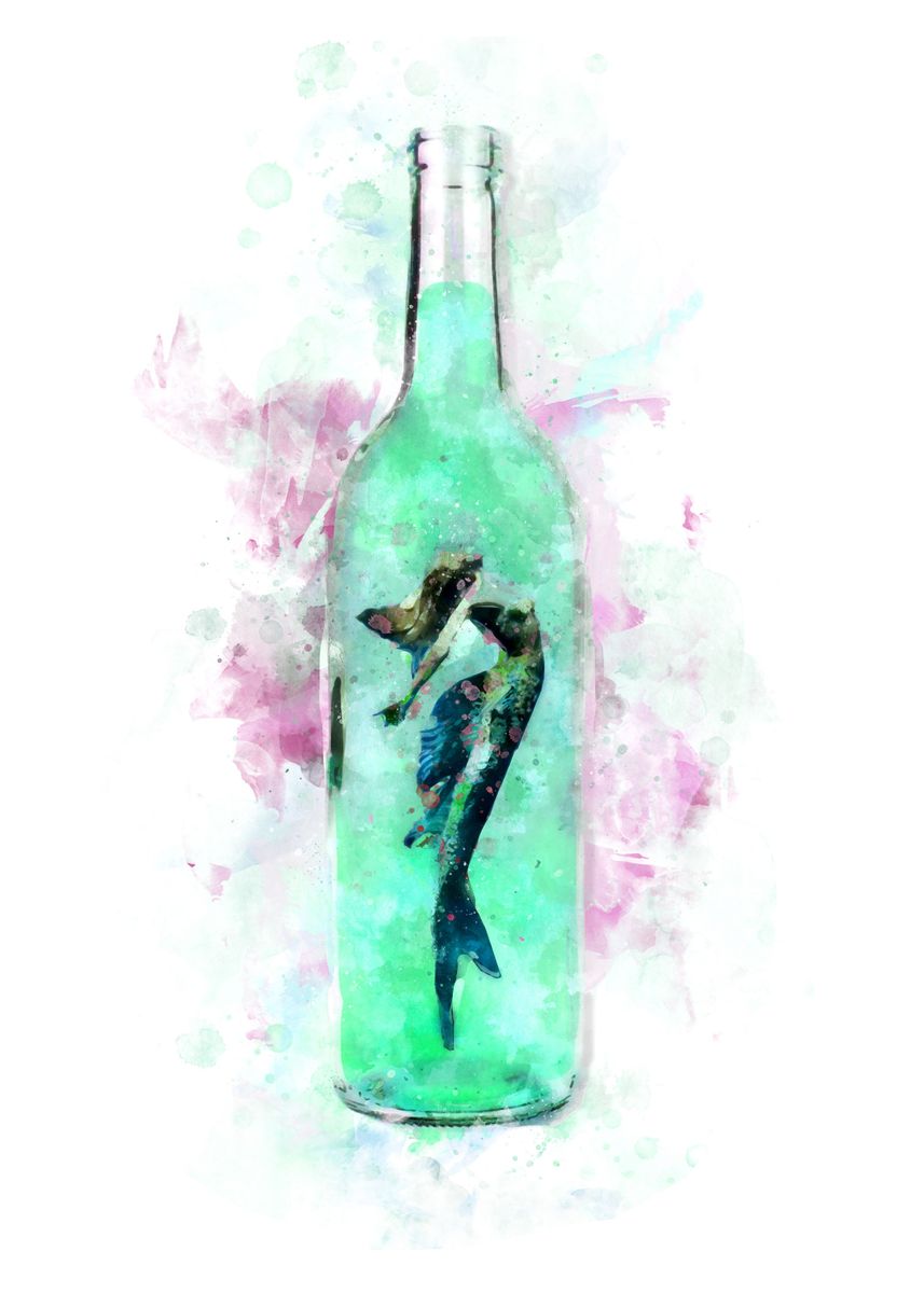 'Trapped Mermaid' Poster, picture, metal print, paint by Diana Filote ...