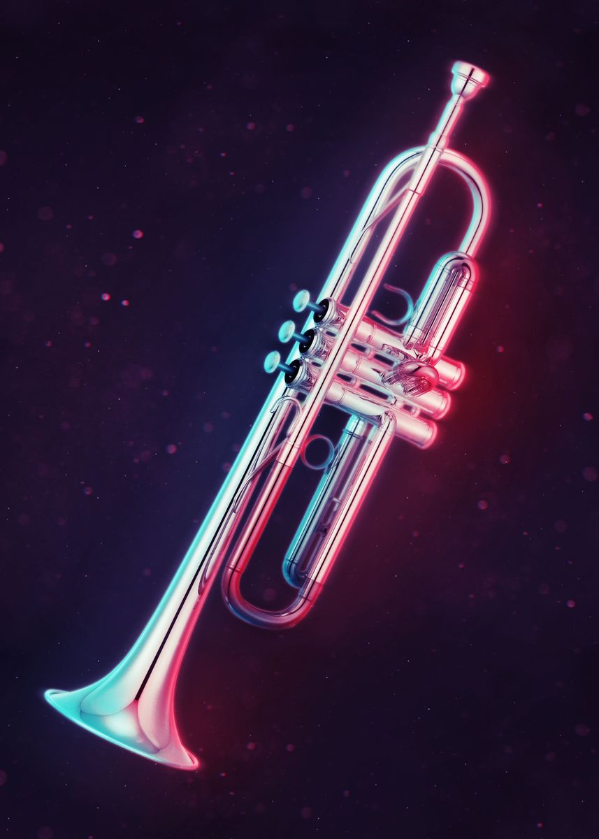 'Neon Trumpet 2' Poster, picture, metal print, paint by Maksymilian ...