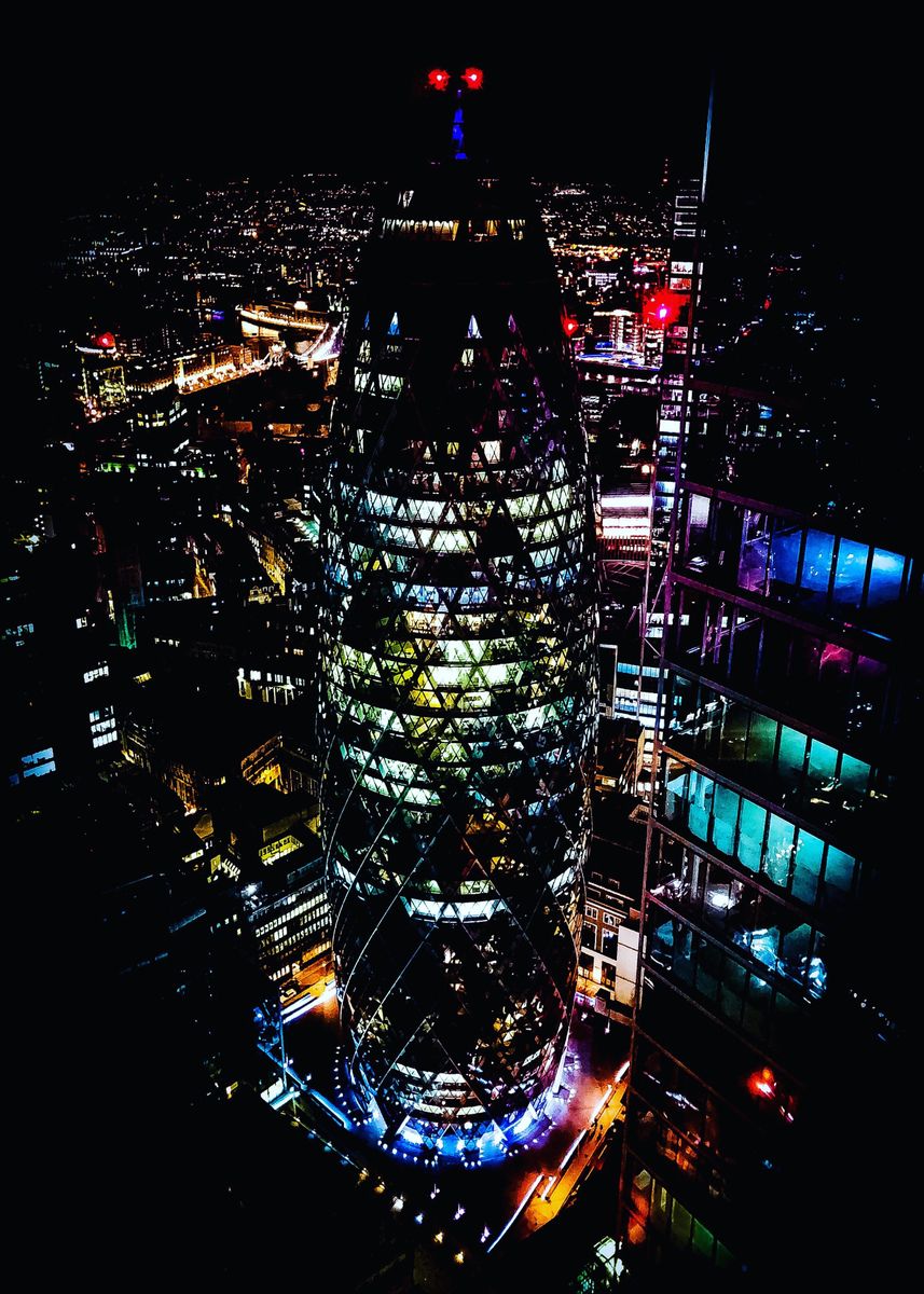 'The Gherkin' Poster, picture, metal print, paint by StuieMic | Displate