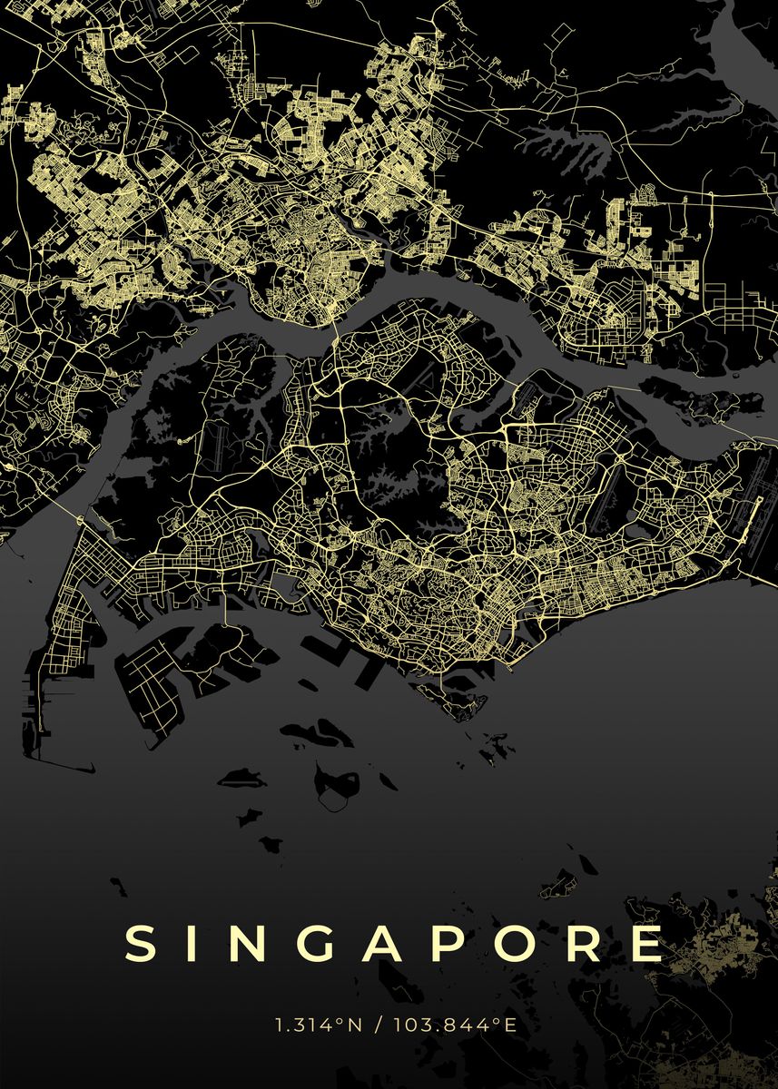'Singapore City Map' Poster, picture, metal print, paint by Conceptual ...
