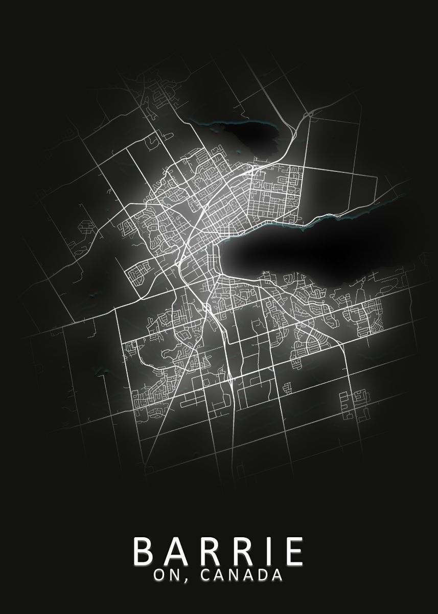 'Barrie ON Canada City Map' Poster, picture, metal print, paint by City ...