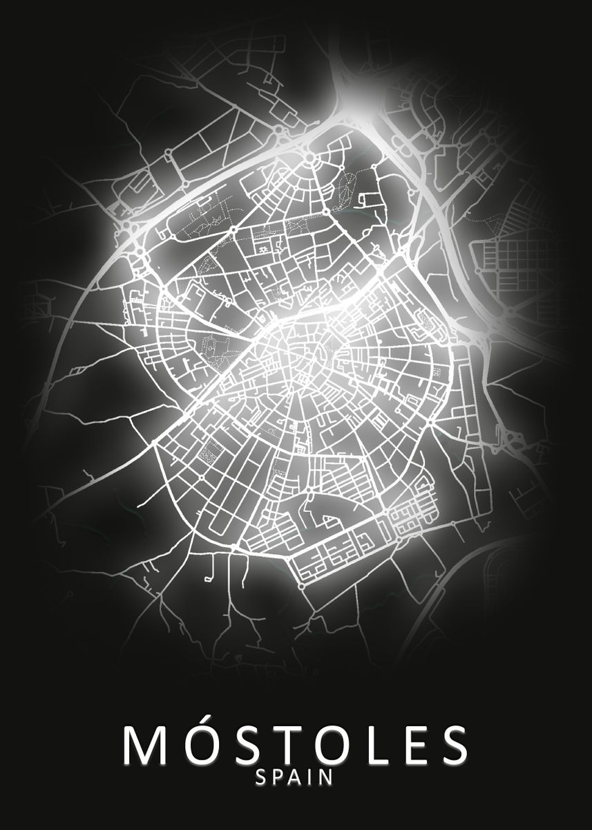'Mostoles Spain City Map' Poster, picture, metal print, paint by City ...