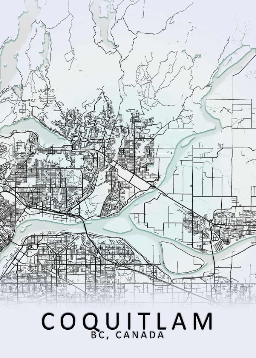'Coquitlam Canada City Map' Poster by City Map Art Prints | Displate
