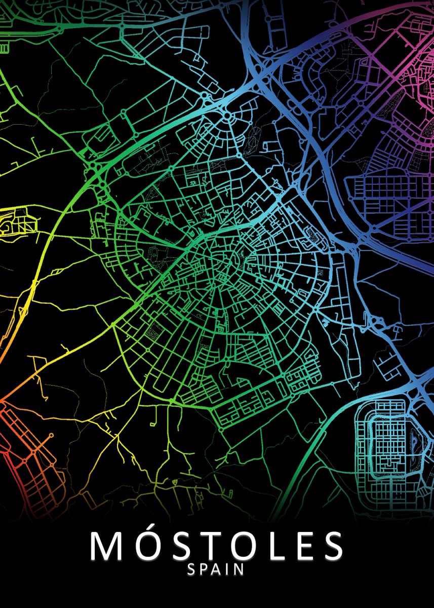 'Mostoles Spain City Map' Poster, picture, metal print, paint by City ...