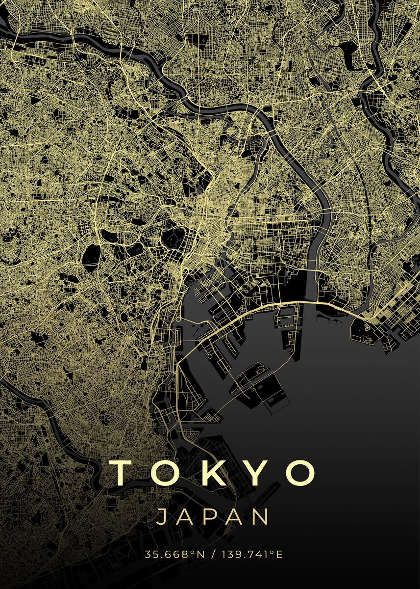 'Tokyo City Map' Poster by Conceptual Photography | Displate