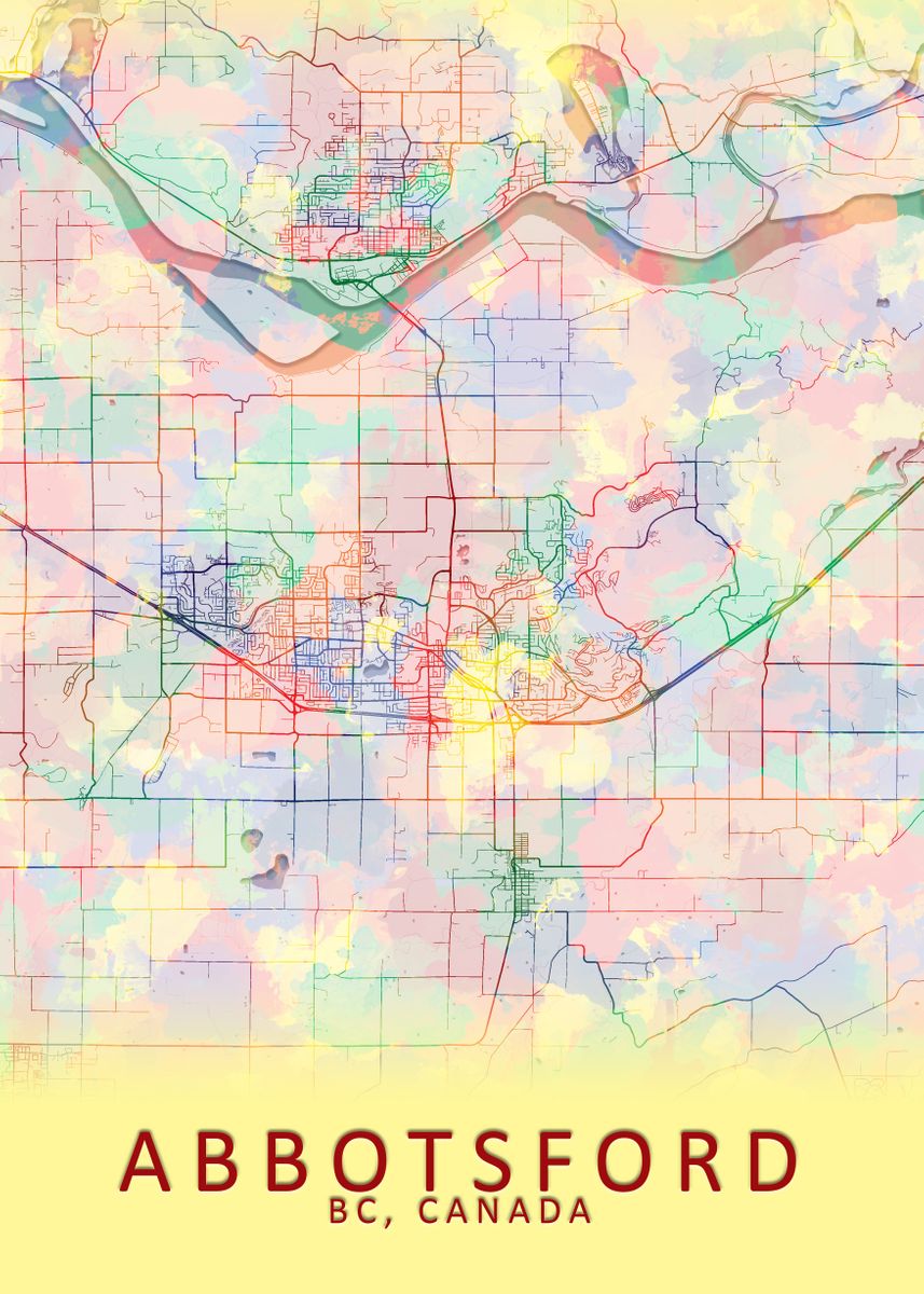 'Abbotsford Canada City Map' Poster, picture, metal print, paint by ...