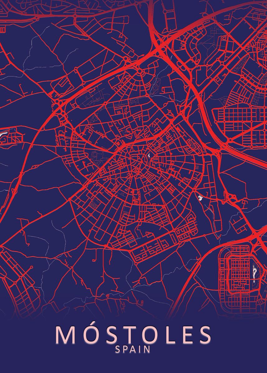 'Mostoles Spain City Map' Poster, picture, metal print, paint by City ...