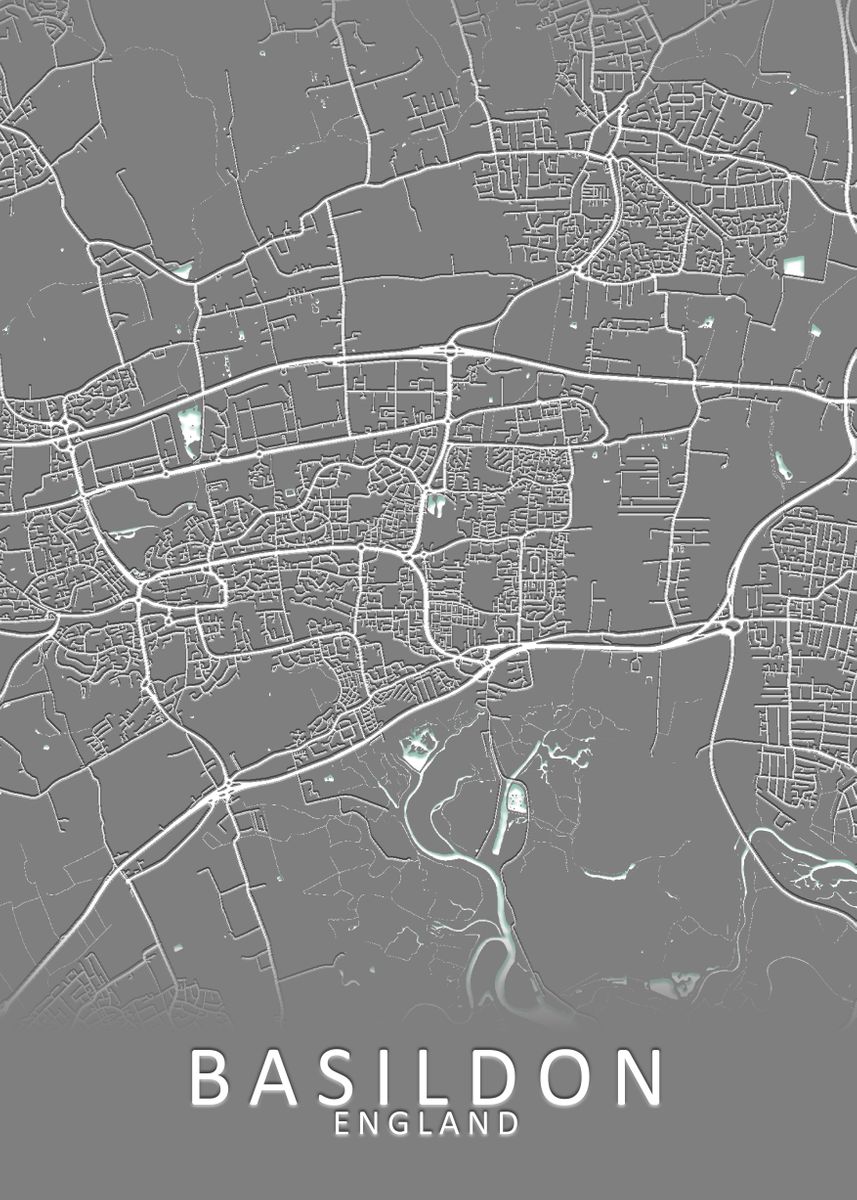 'Basildon England City Map' Poster, picture, metal print, paint by City ...