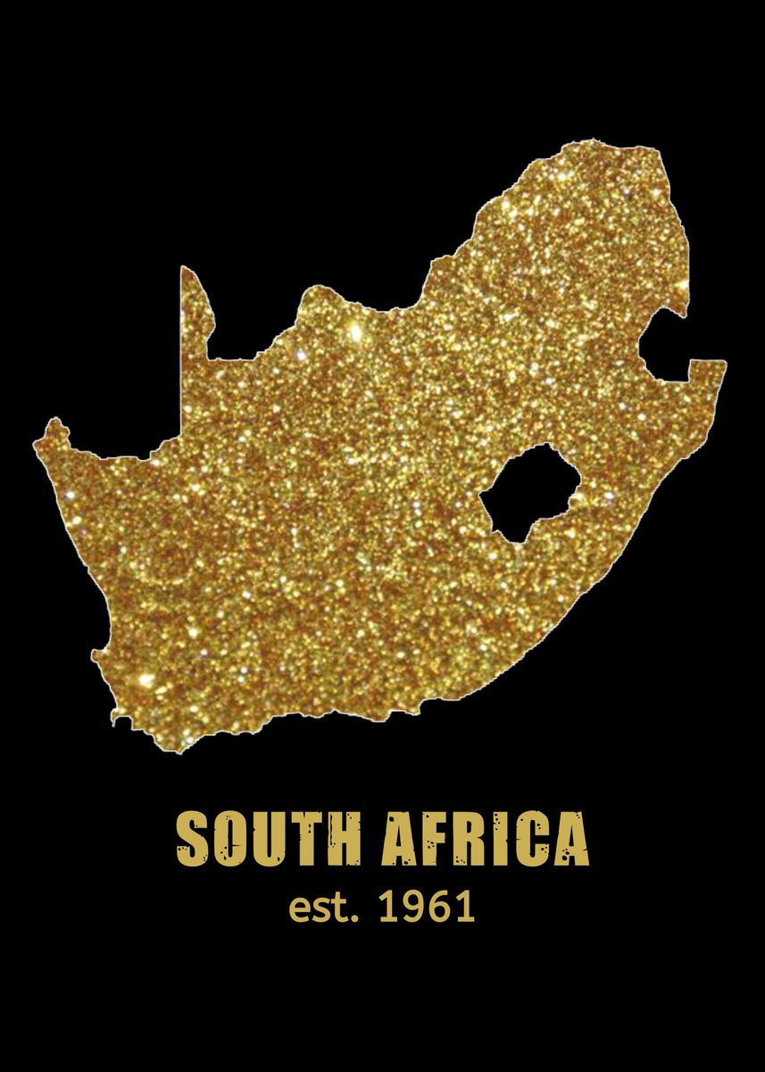 'Gold map of South Africa' Poster, picture, metal print, paint by ...