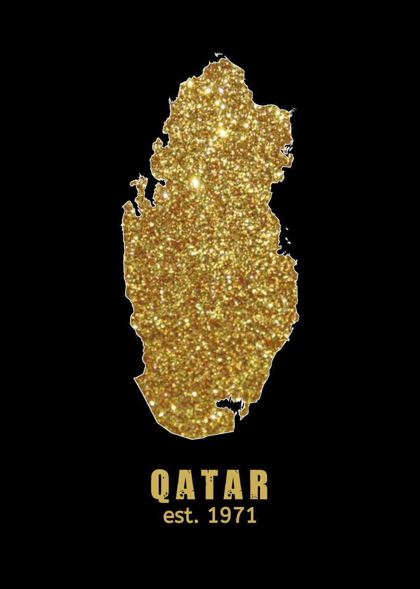 'Qatar gold map' Poster, picture, metal print, paint by Miracle Studio ...