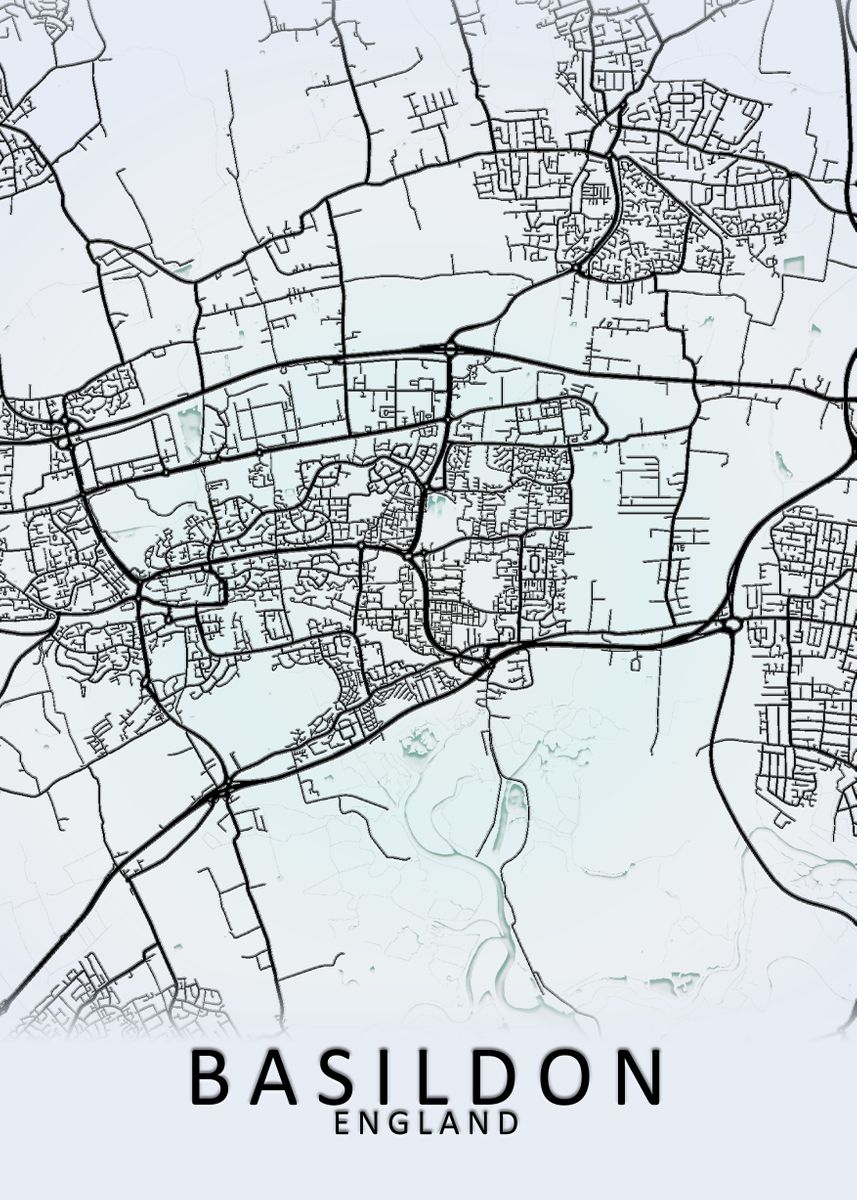 'Basildon England City Map' Poster, picture, metal print, paint by City ...