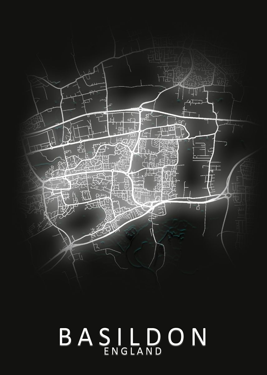 'Basildon England City Map' Poster, picture, metal print, paint by City ...