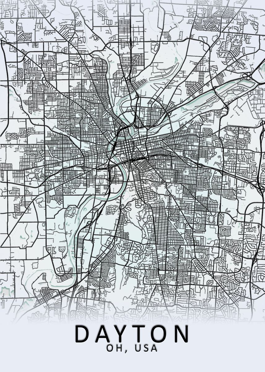 'Dayton OH USA City Map' Poster, picture, metal print, paint by City ...