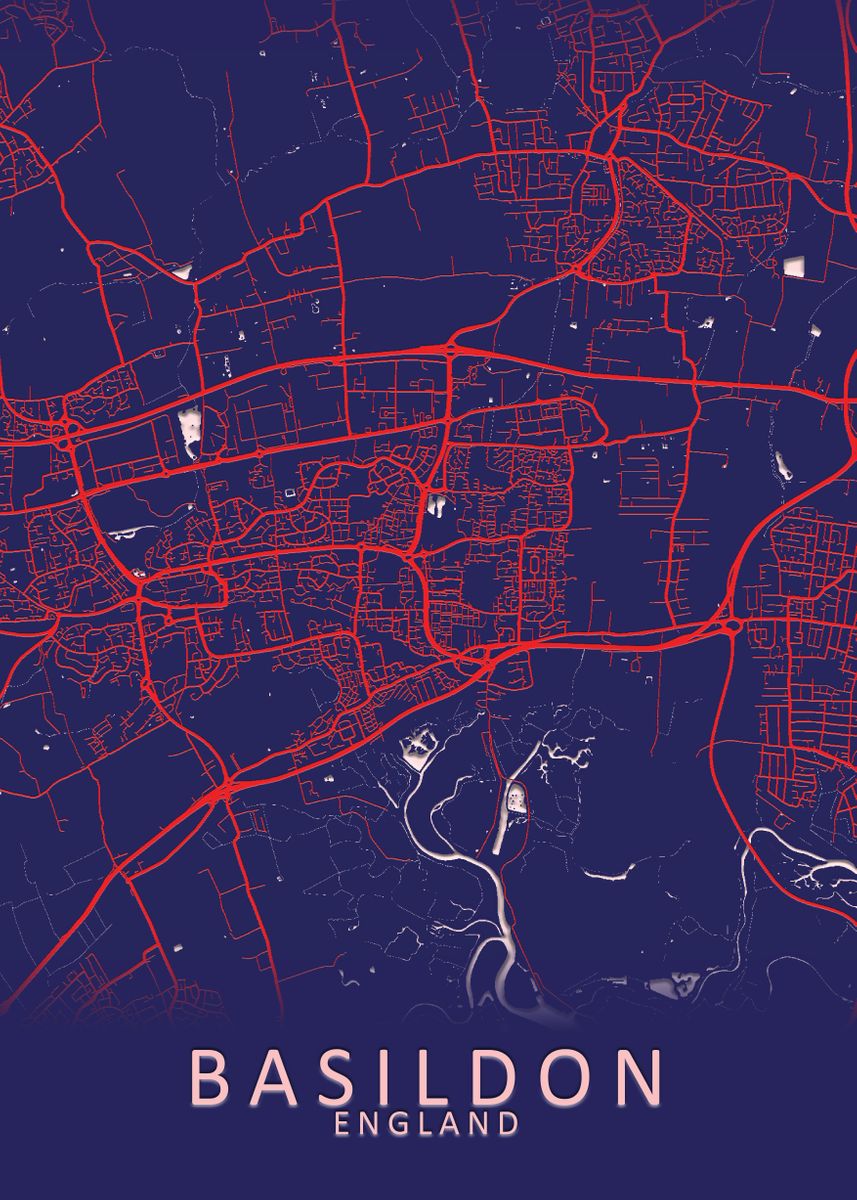 'Basildon England City Map' Poster, picture, metal print, paint by City ...