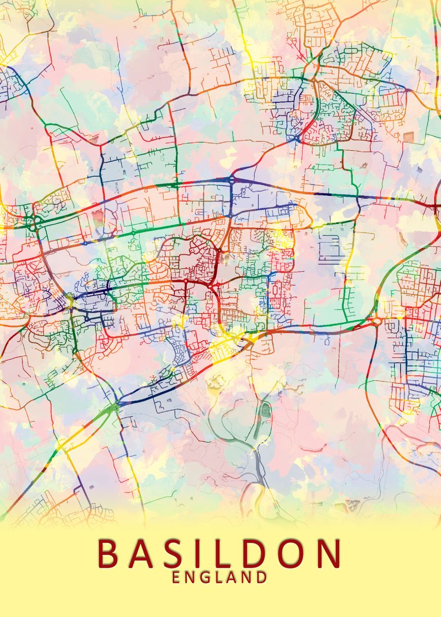 'Basildon England City Map' Poster, picture, metal print, paint by City ...