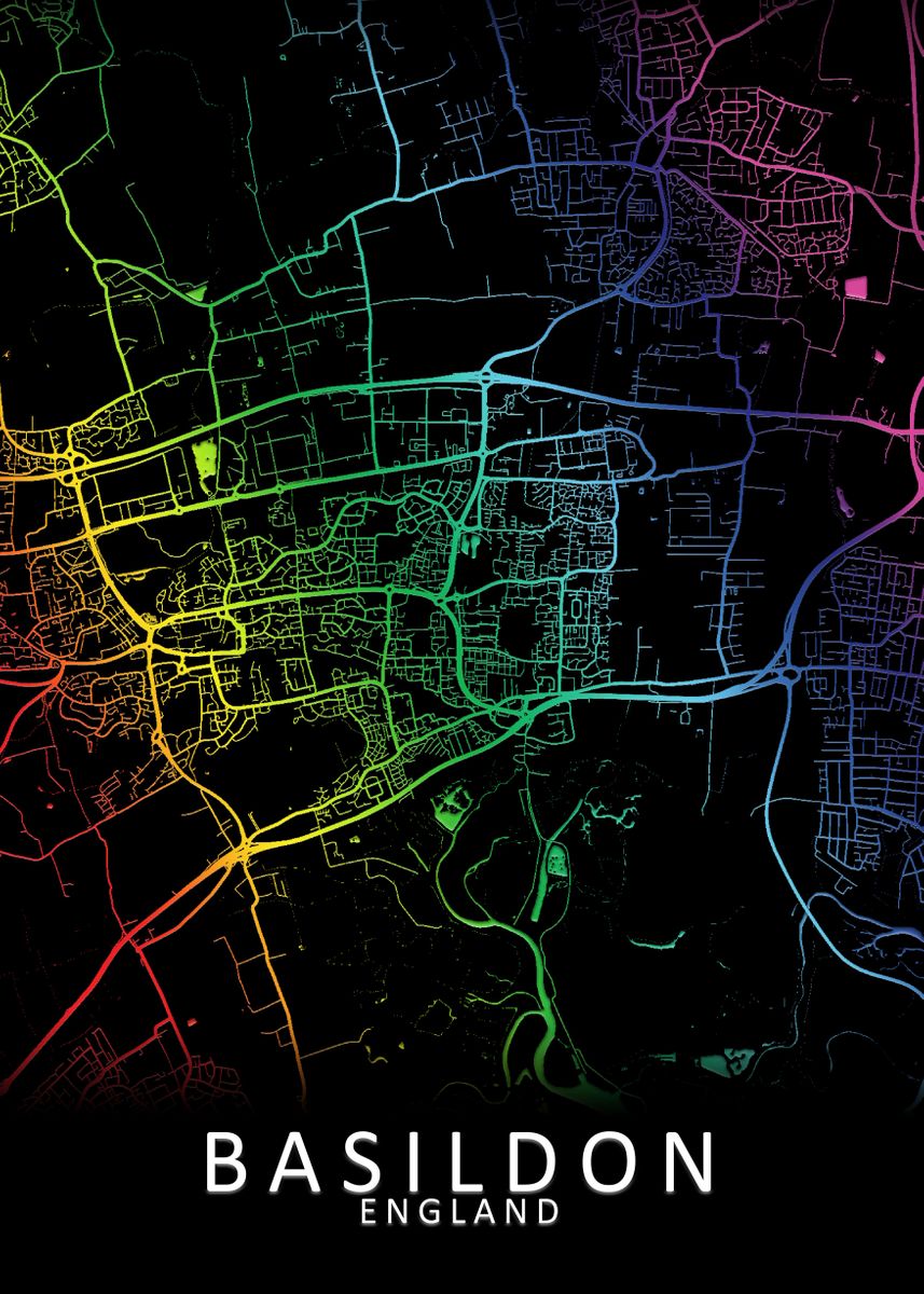 'Basildon England City Map' Poster, picture, metal print, paint by City ...