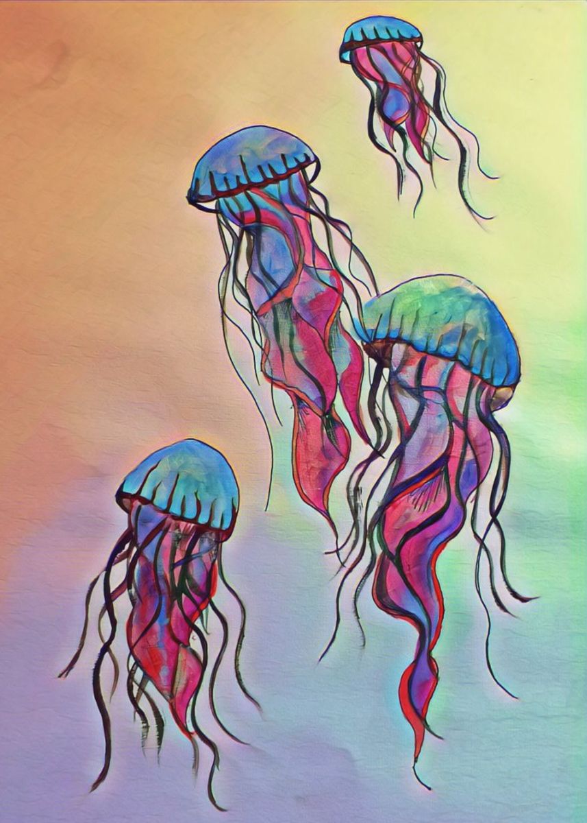 'Psychedelic Jelly Fish' Poster, picture, metal print, paint by Elyshia ...