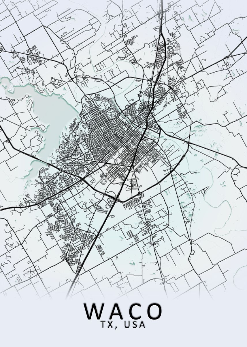 'Waco TX USA City Map' Poster, picture, metal print, paint by City Map ...